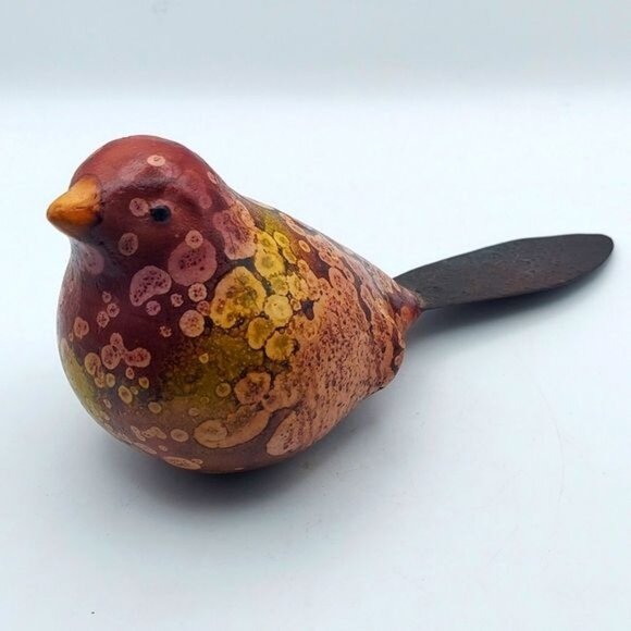 Vintage | Accents | Folk Art Ceramic Red Spotted Bird Cardinal With ...